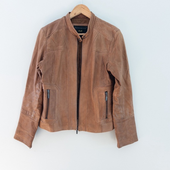 Bernardo | Jackets & Coats | Bernardo Leather Warm Light Brown Moto ...